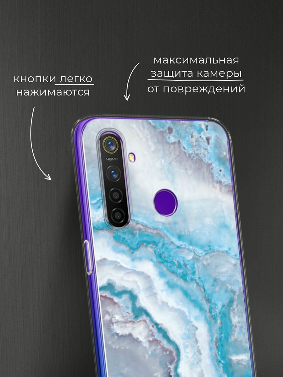 Чехол на Realme 5 Pro / Реалми 5 Про с принтом "Нежно-голубой мрамор" — фото 1
