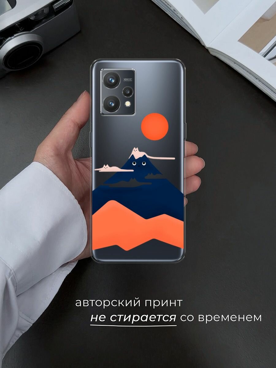 Чехол на Realme 9 4G/9 Pro Plus / Реалми 9 4G/9 Pro Plus с принтом "Кот-гора", прозрачный — фото 1