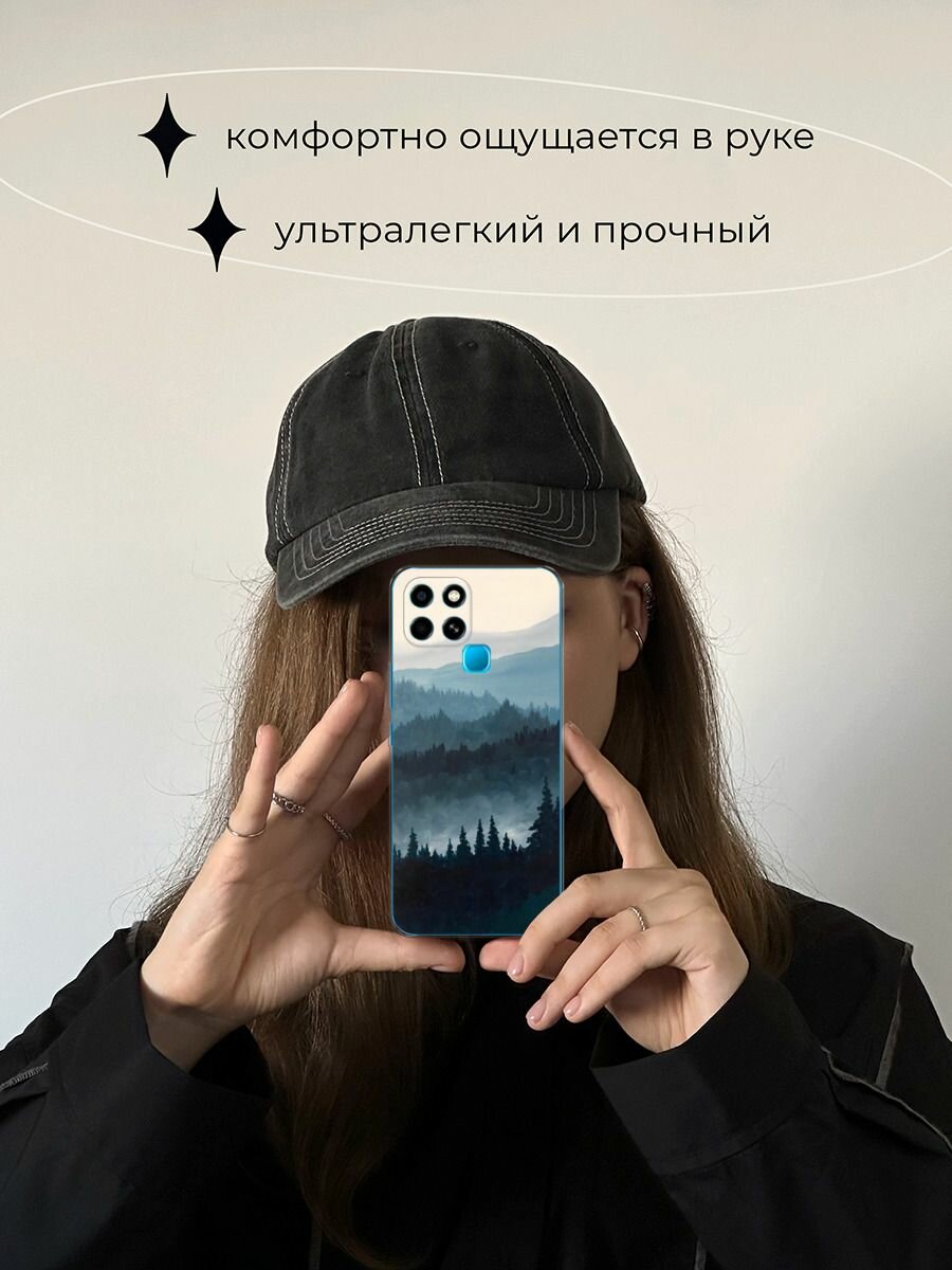 Чехол на Infinix Smart 6 / Инфиникс Смарт 6 с принтом "Туманные горы" — фото 1