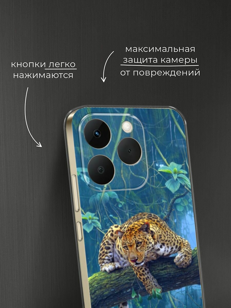 Чехол на Realme 15T / Реалми 15Т с принтом "Леопард охотник" — фото 1