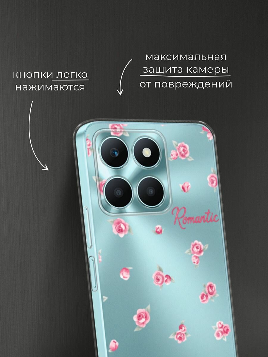 Чехол на Honor X6A / Хонор X6A с принтом "Romantic 2", прозрачный — фото 1
