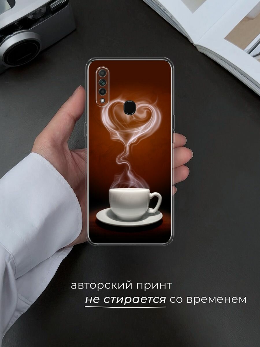Силиконовый чехол на Oppo A31 / Оппо А31 с принтом "Кофейная любовь" — фото 1