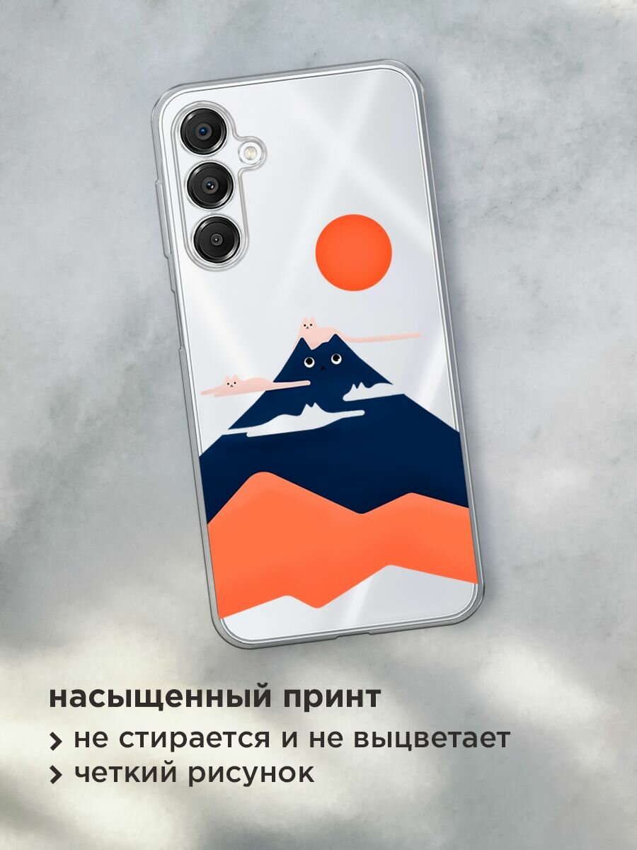 Чехол на Samsung Galaxy A16 / Самсунг А16 с принтом "Кот-гора", прозрачный — фото 1
