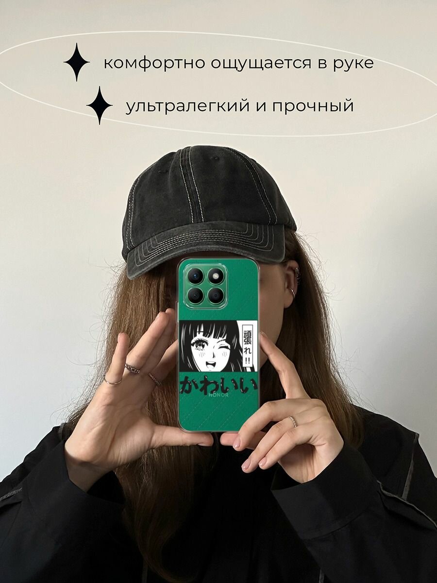 Чехол на Honor X8B / Хонор X8B с принтом "Cute anime girl", прозрачный — фото 1