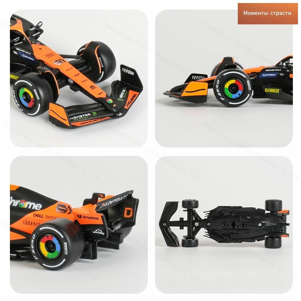 Эксклюзивная коллекционная модель MCL38 от Bburago 1:43 литой под давлением болид Формулы1 McLaren Miami 2024, премиум гоночный автомобиль"
