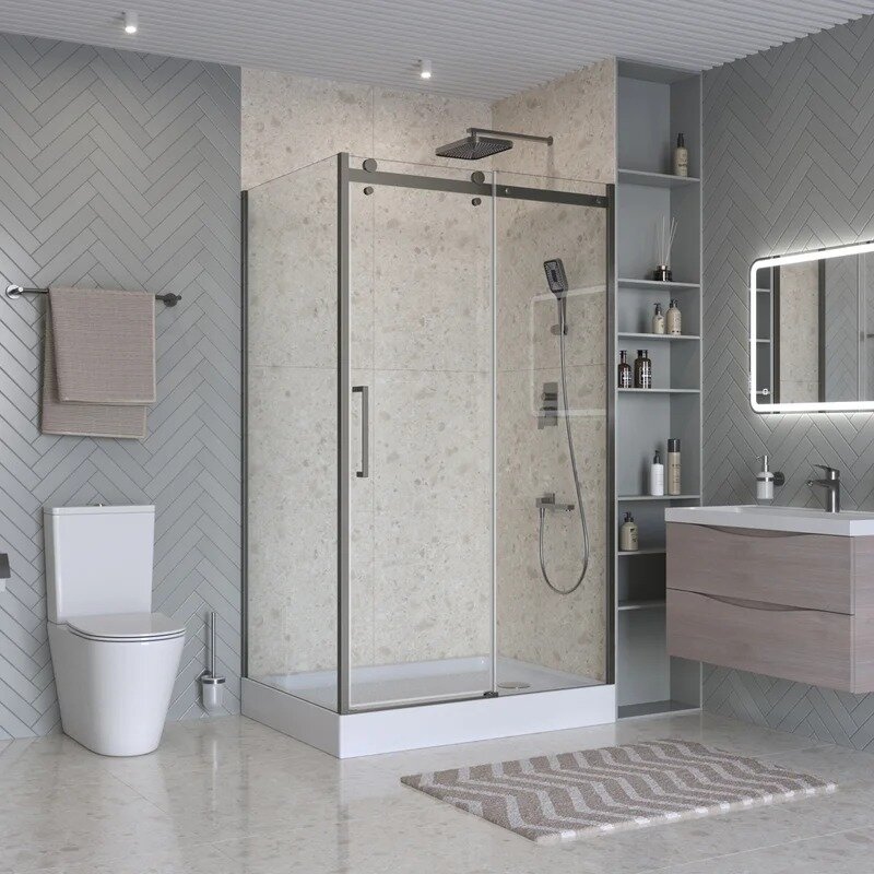 Душевой уголок BelBagno Marino 2 AH-1-120/90-C-GM 120x90, профиль оружейная сталь, стекло прозрачное MARINO-2-AH-1-120/90-C-GM