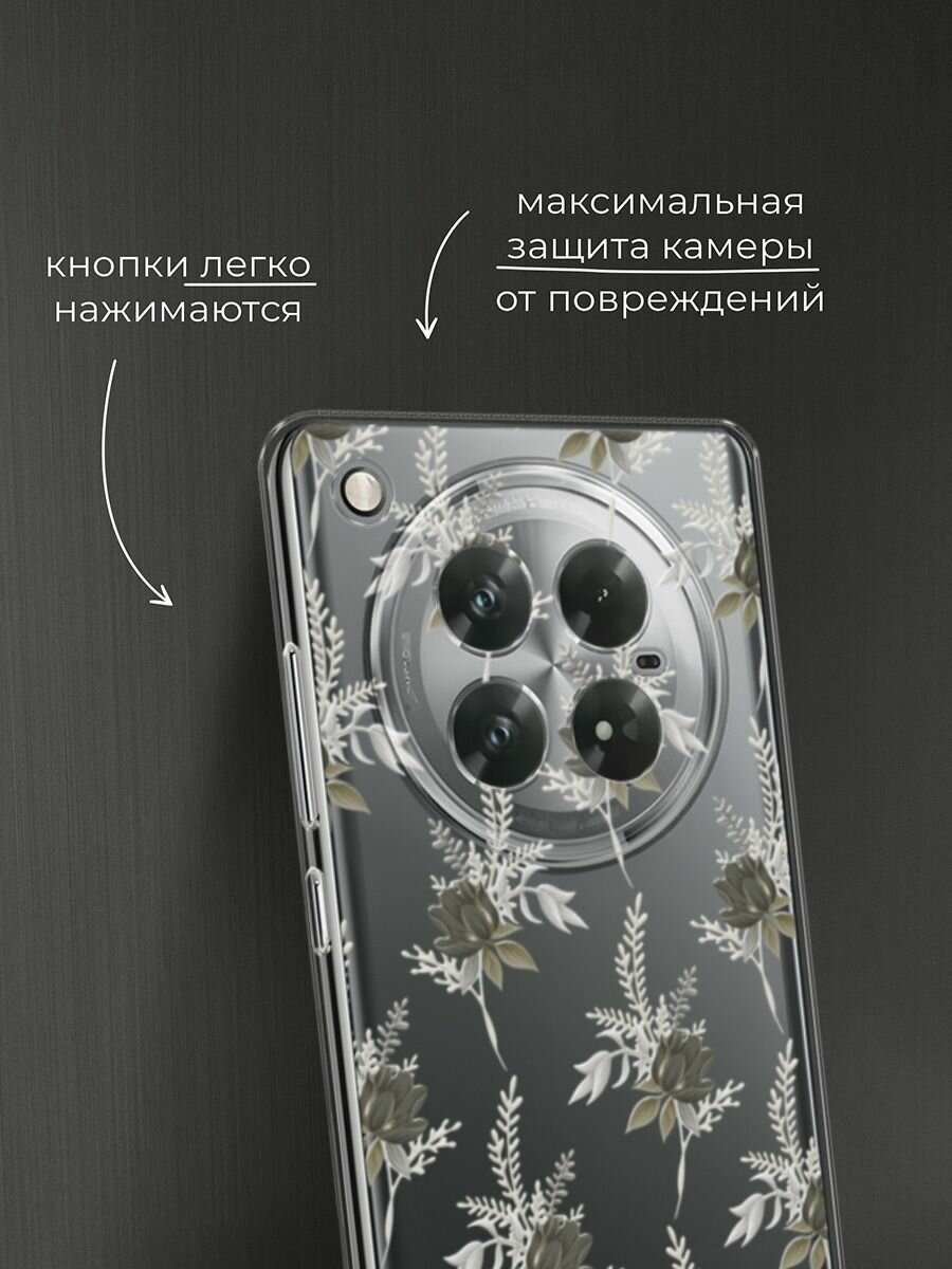 Чехол на Infinix Zero 40 5G / Инфиникс Зеро 40 5G с принтом "Паттерн цветы сепия" — фото 1