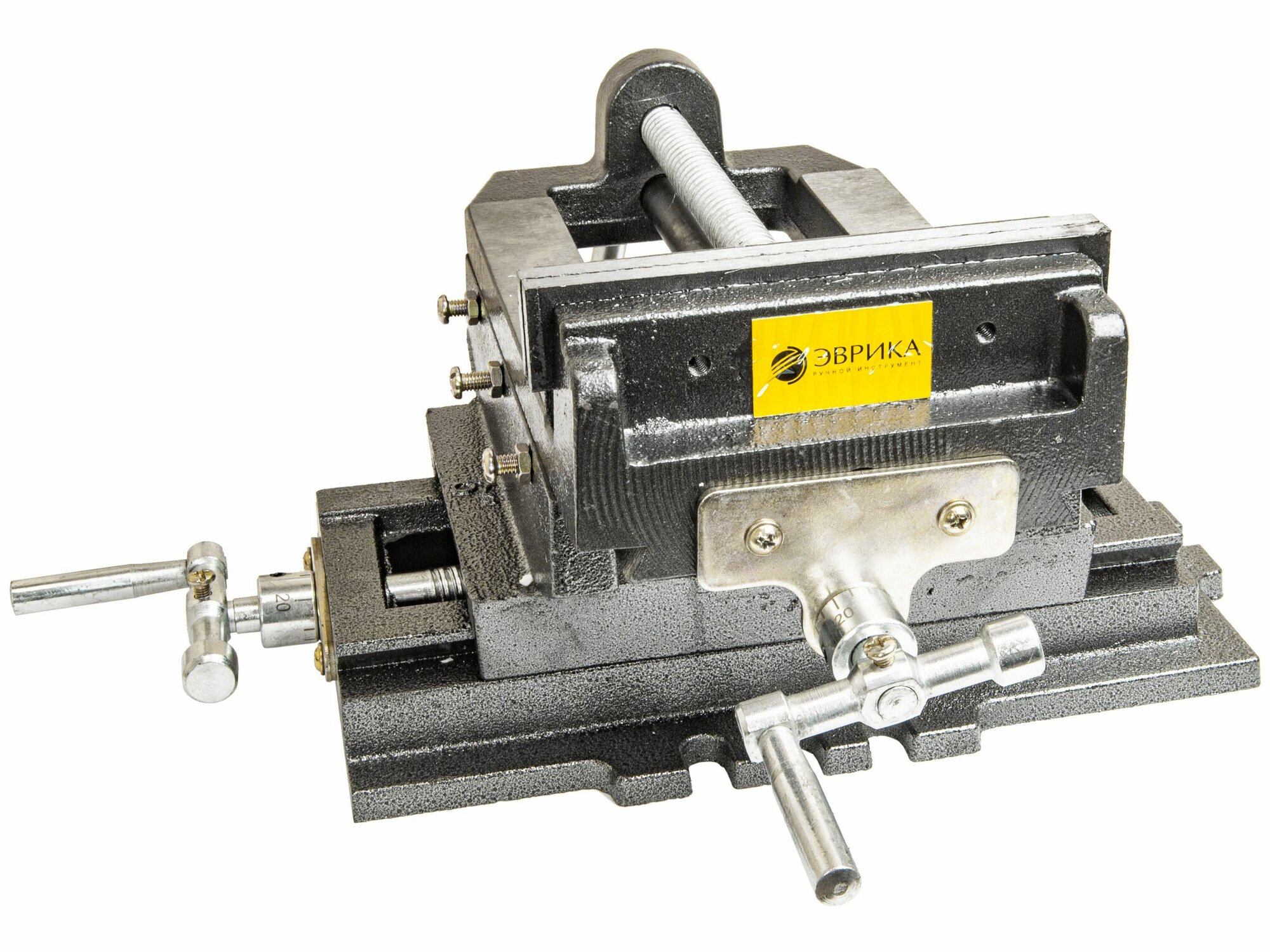 Тиски станочные ER-191150 с винтовыми механизмами для регулировки направления "вперед-назад", "лево-право" 6"-150мм чугунные эврика