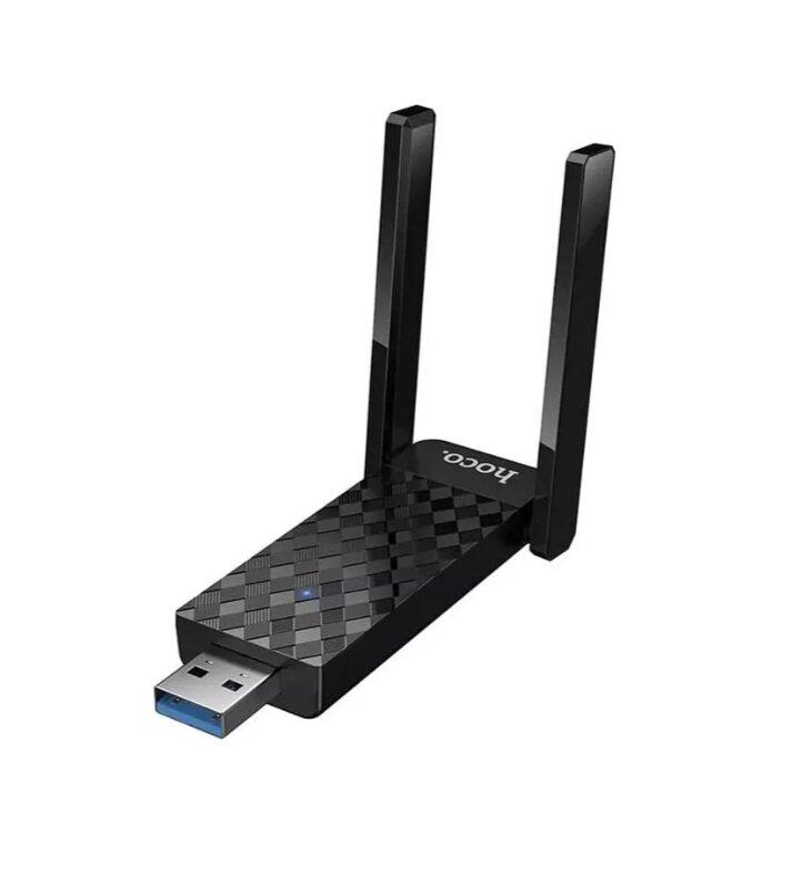 Беспроводная сетевая карта Hoco HI34 WiFi 6, USB с двумя антеннами 2.4G/5G, 600 Mbs, Черный