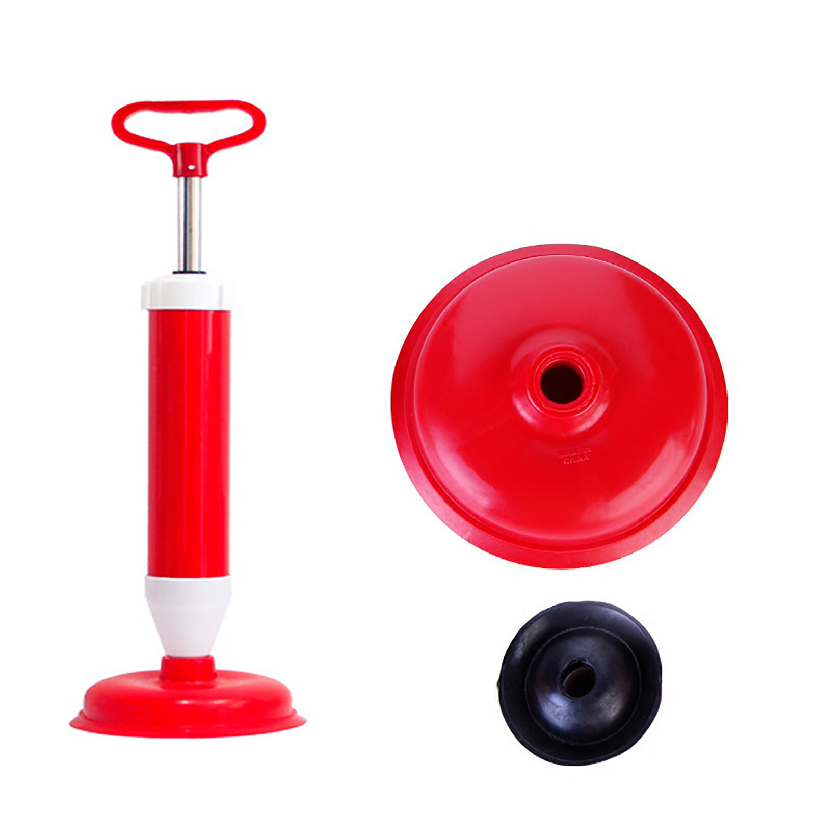 Вакуумный плунжер для туалетной трубы Большие присоски Быстро разблокируют плунжер для дноуглубления бытовой канализации Стержень из нержавеющей стали с маленькой головкой