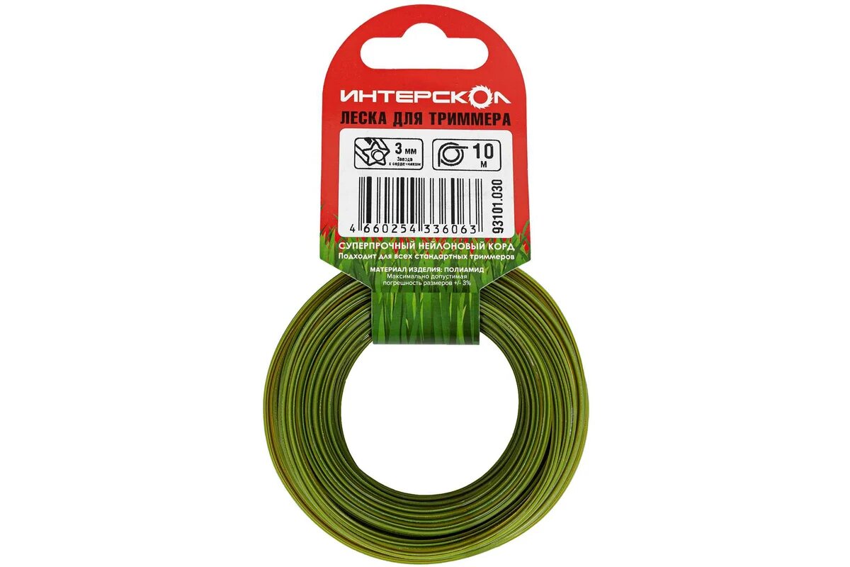 Интерскол леска триммерная Звезда с сердечником 3 мм, длина 10 м, код 93101.030