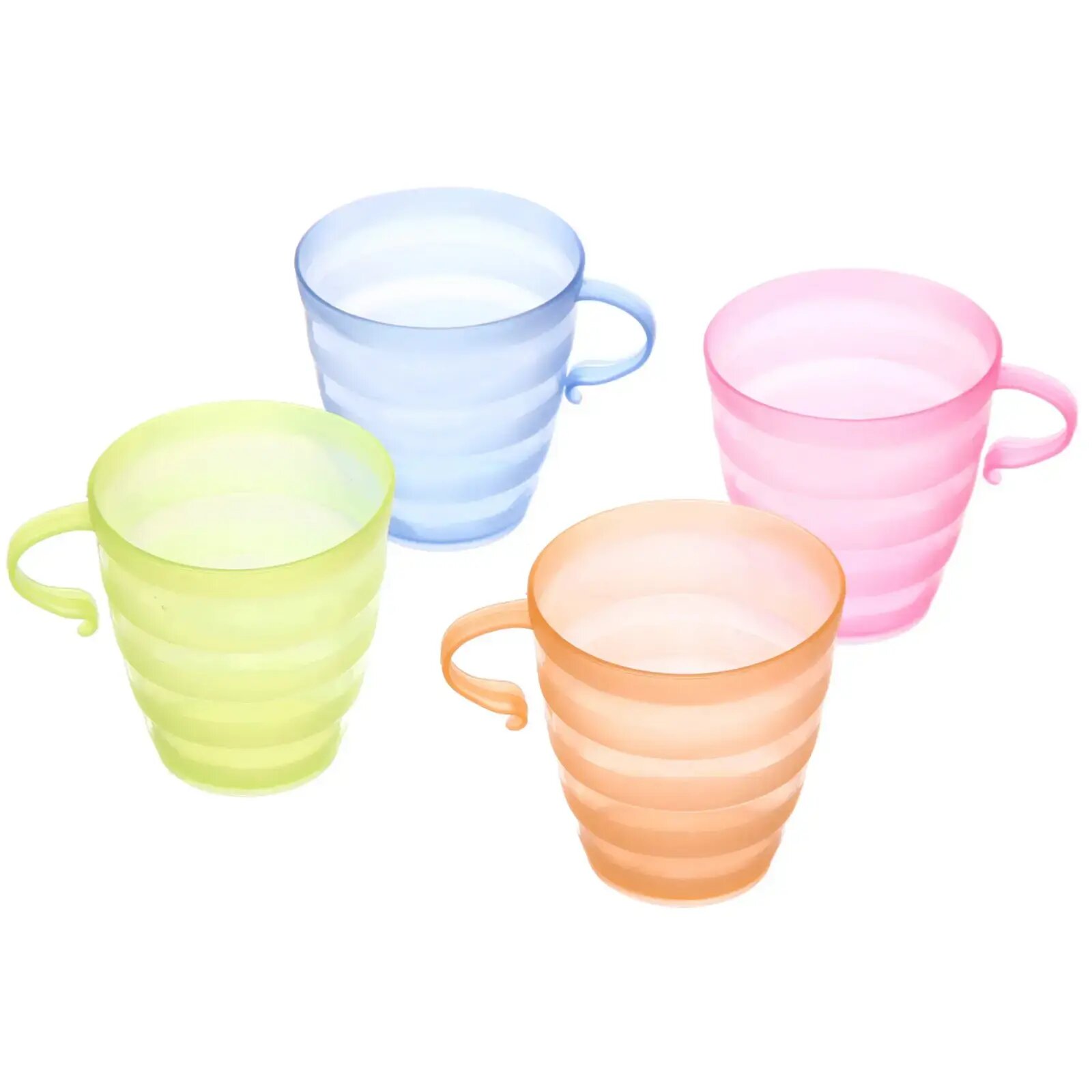 Кружка пластиковая 200мл "Полоска", набор 4 цвета, легкая и удобная