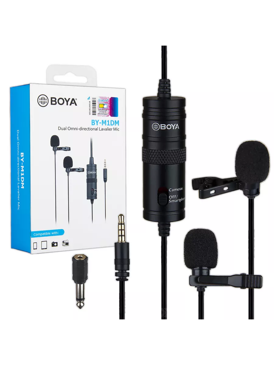 Двойной микрофон петличка BOYA BY-M1DM для телефонов, ПК и камеры с высоким шумоподавлением