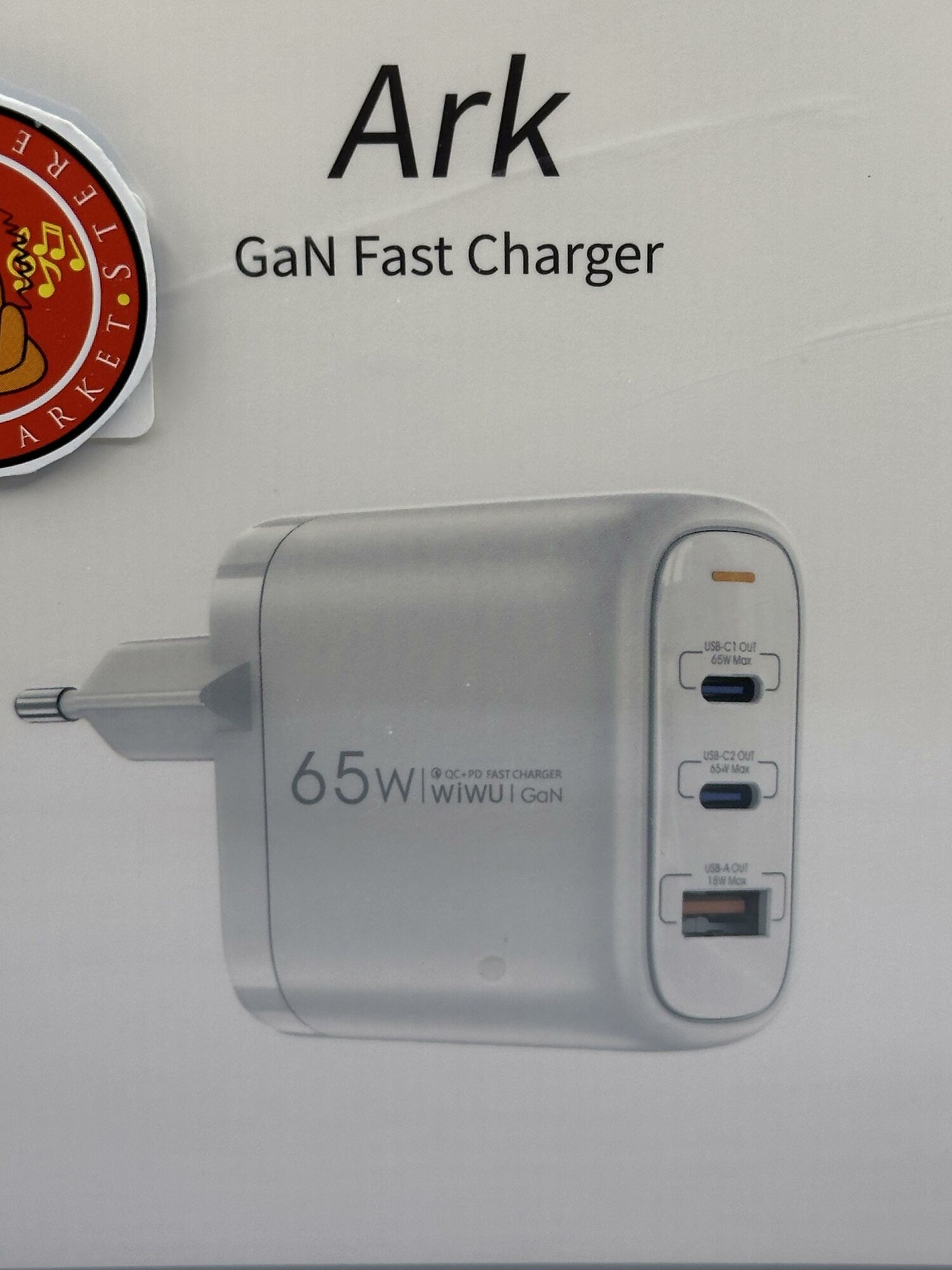 Зарядное устройство Wiwu Ark 65W, GaN, 3 в 1, для Android/Apple, белый