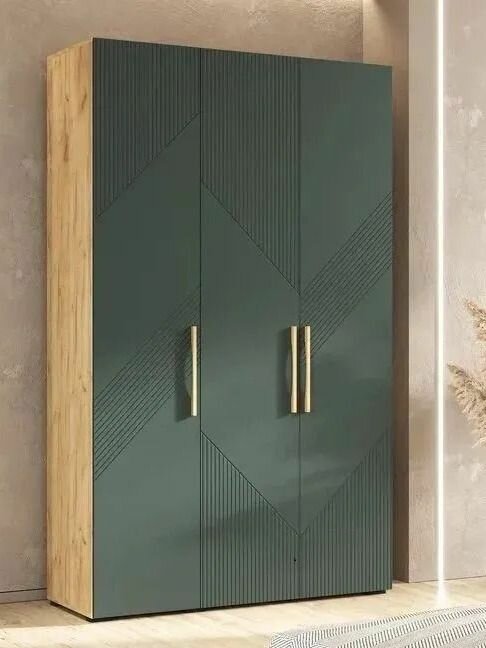 Шкаф распашной Ирис 3-х ств.(1350) (Браш Мени Грин, Дуб Крафт)