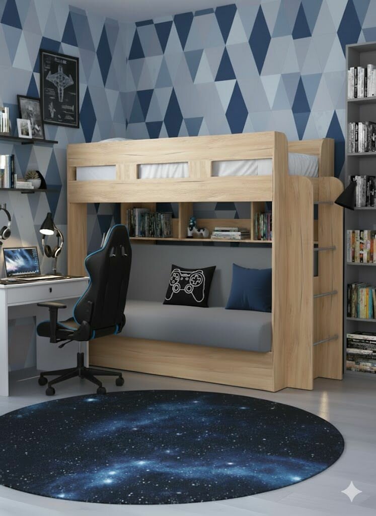 Двухъярусная кровать Фабрика Версаль, двухместная, с диваном