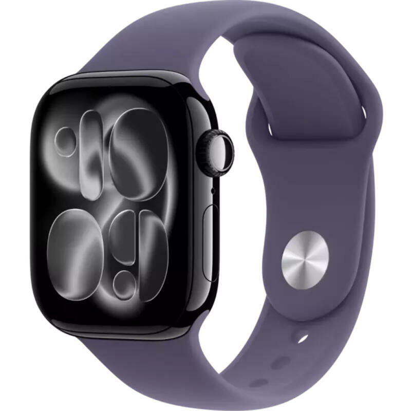 Часы Apple Watch Series 11 46mm Jet Black Aluminium Case With Purple Fog Sport Band S/M (Черный/Фиолетовый)