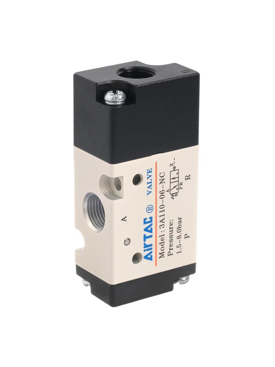 3A11006NCG (3A110-06-NC) пневмораспределитель с пневмоуправлением Airtac, функция 3/2 НЗ, G1/8, воздушный клапан