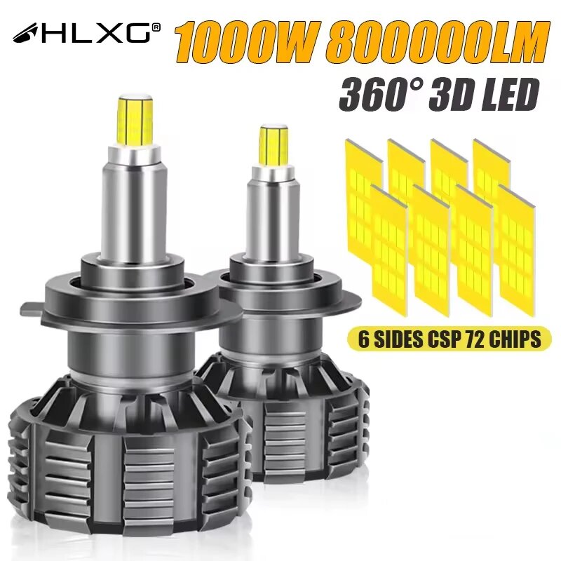 1000 Вт 80000LM H7 LED Canbus 360 H4 H1 9005 HB3 9006 HB4 Turbo Bi Led Линза проектора H11 Автомобильные фары Авто противотуманные фары 6000K H4