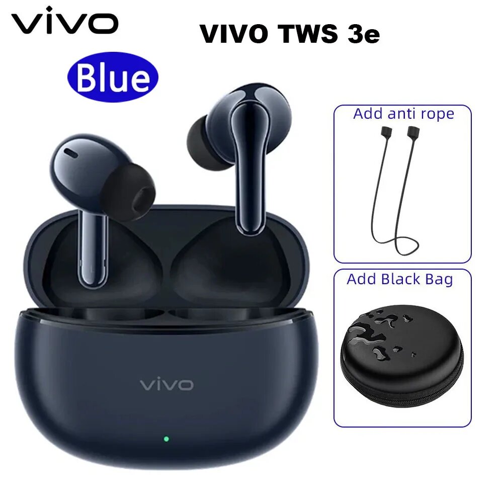 Vivo TWS 3e беспроводные наушники blue add rope bag