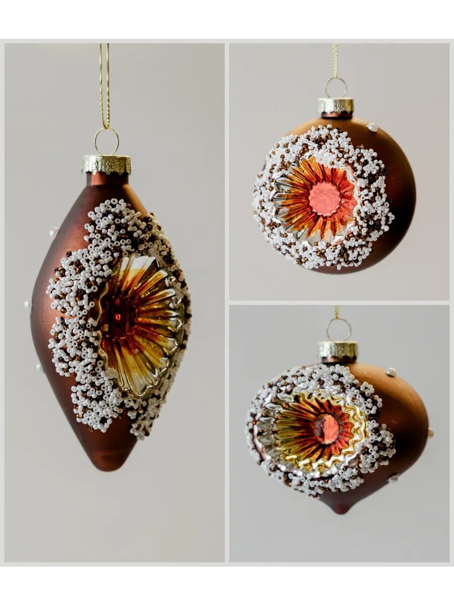 Стеклянные елочные игрушки набор 3шт.