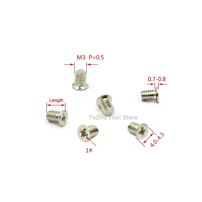 Винты M3 GooBetter черные и никелированные для ПК M3 x 4mm, Nickel plating