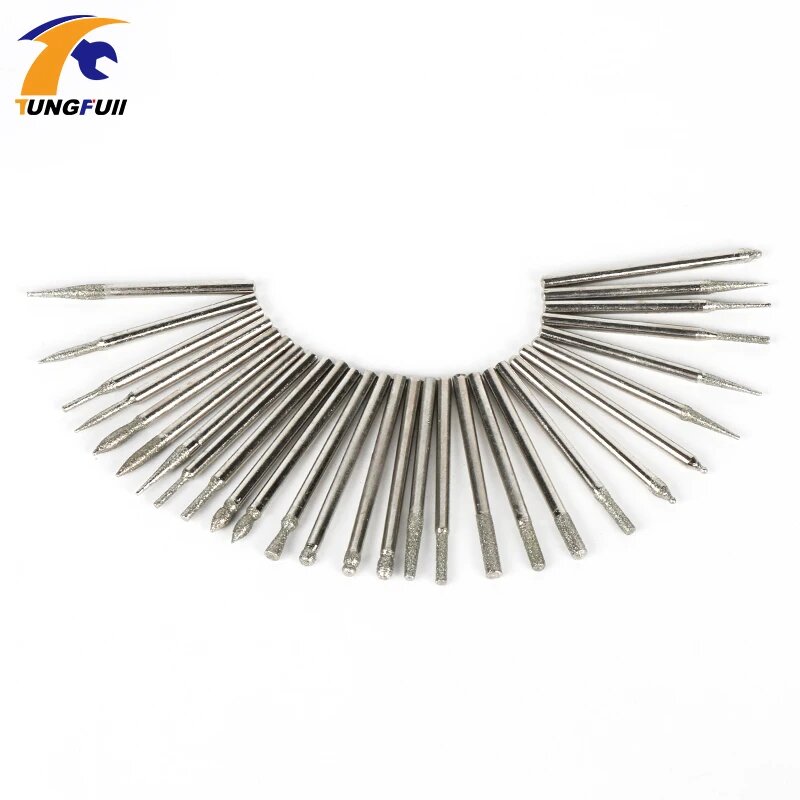 Набор инструментов TUNGFULL Dremel, комплект из 30 алмазных насадок для дрели, электроинструменты для алмазной полировки, абразивная Шлифовальная головка