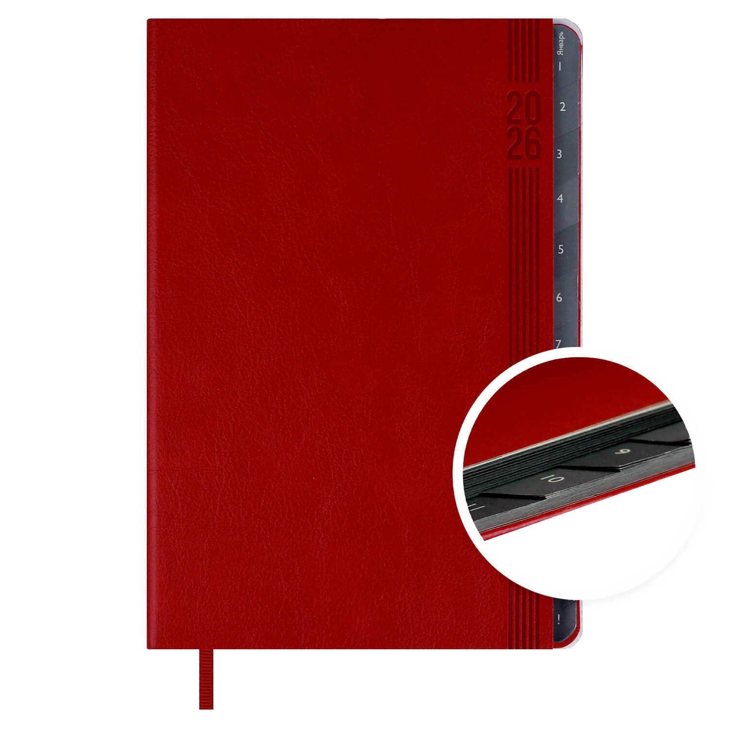 Еженедельник датированный 2026 ESCALADA, формат А5, 80 л, мягкий переплёт, искусственная кожа "Буйвол", красный
