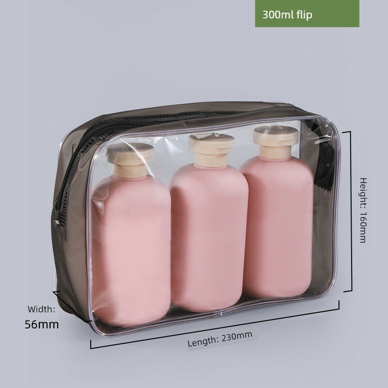 Набор дорожных многоразовых флаконов для туалетных принадлежностей: шампунь, гель для душа, очищающее средство для