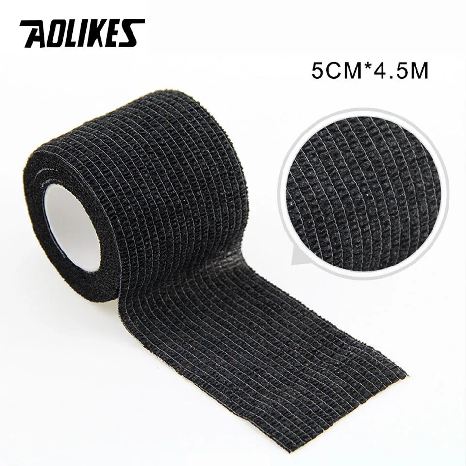 Эластичная кинезиологическая лента Aolikes 5 см x 450 см Черный, Black