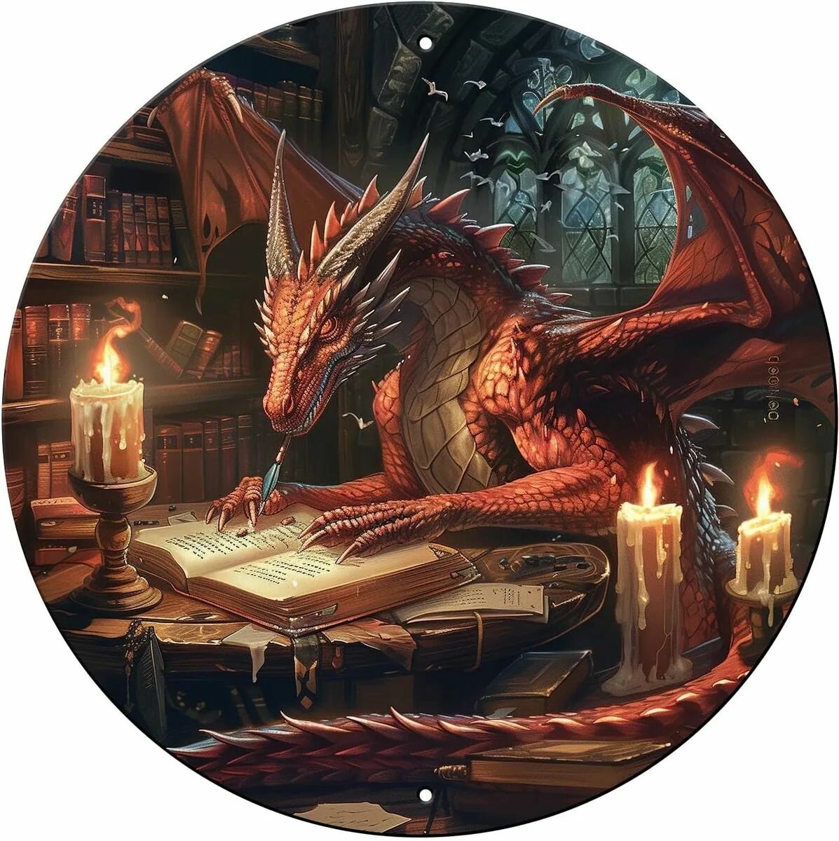 Круглый тин-сайн "Красный дракон", 20см