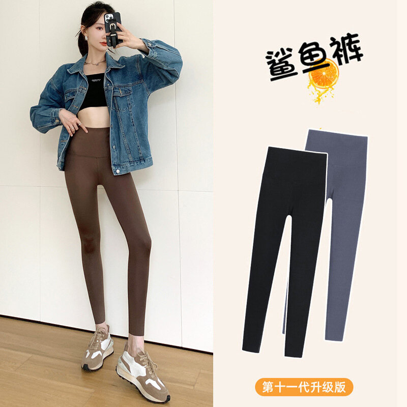 Дамские джинсы Li Mall: Шарк-панталоны, весенне-летние, тонкие, серые, матовые, без линии Limall талии_L