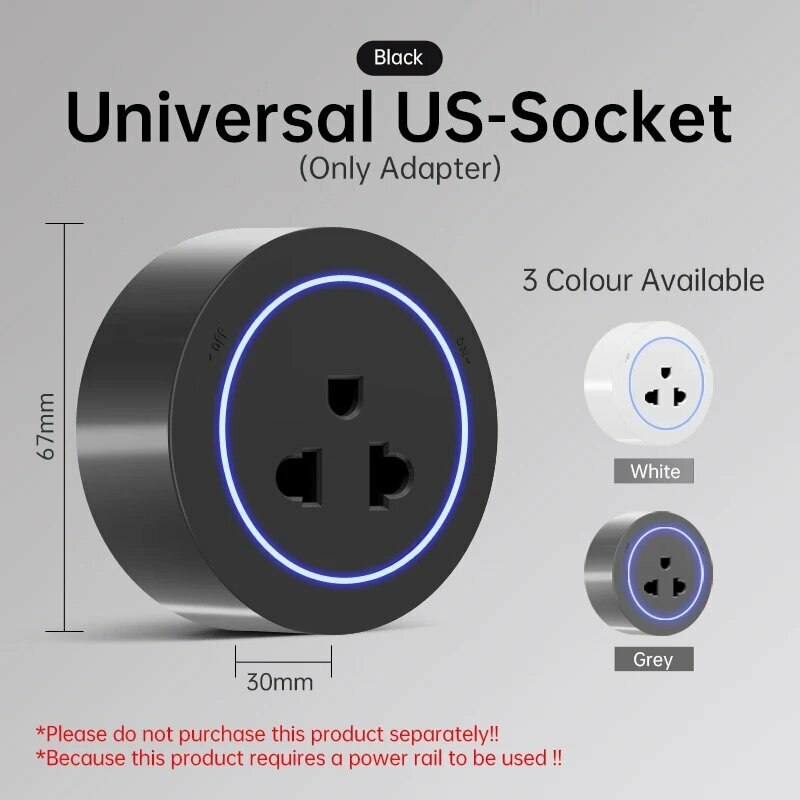 Розетка US-Socket черная, 110-250V
