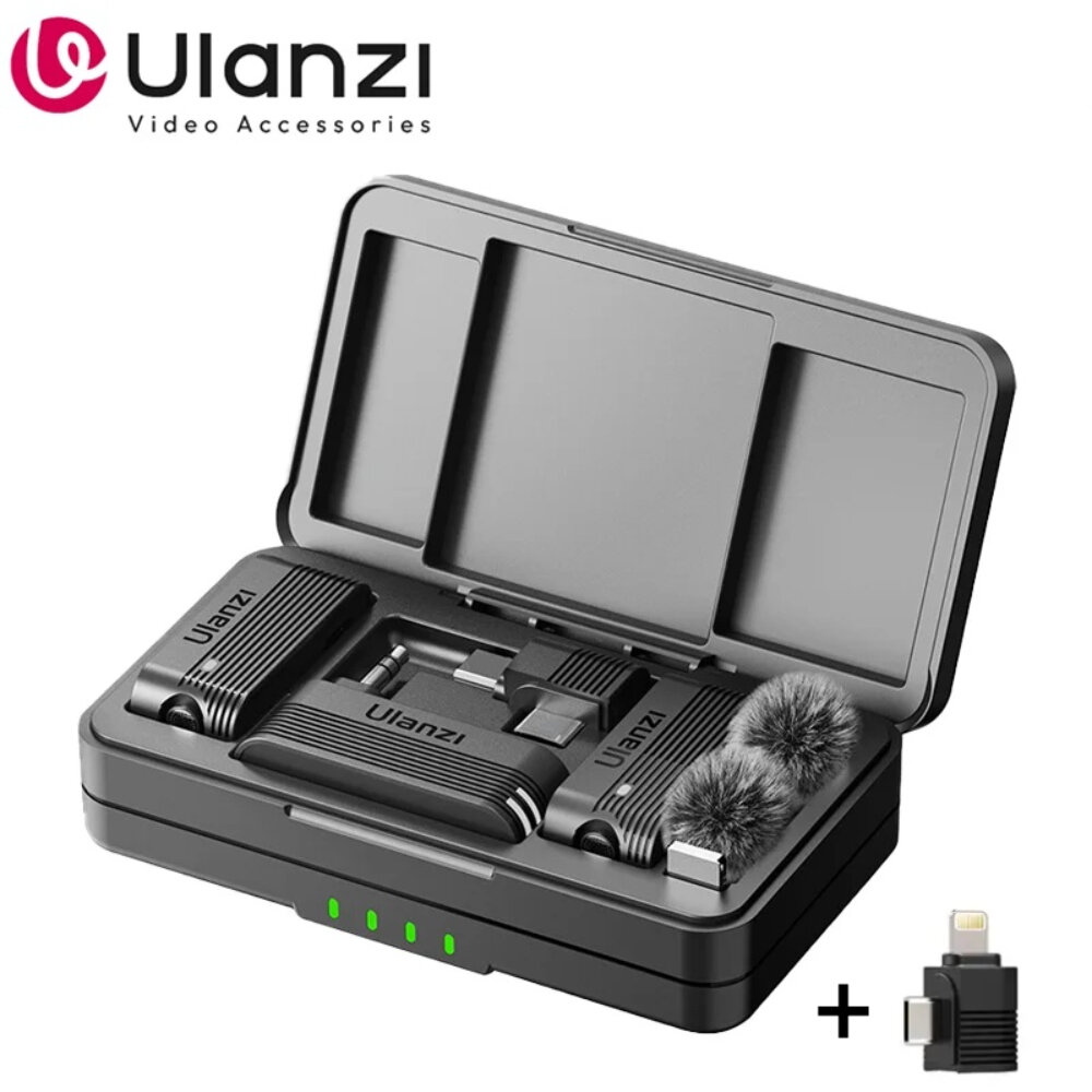 Ulanzi A100 Беспроводной Микрофон Петличный микрофон Для Записи Звука С Камеры Телефона И Мониторинга В Режиме Реального Времени