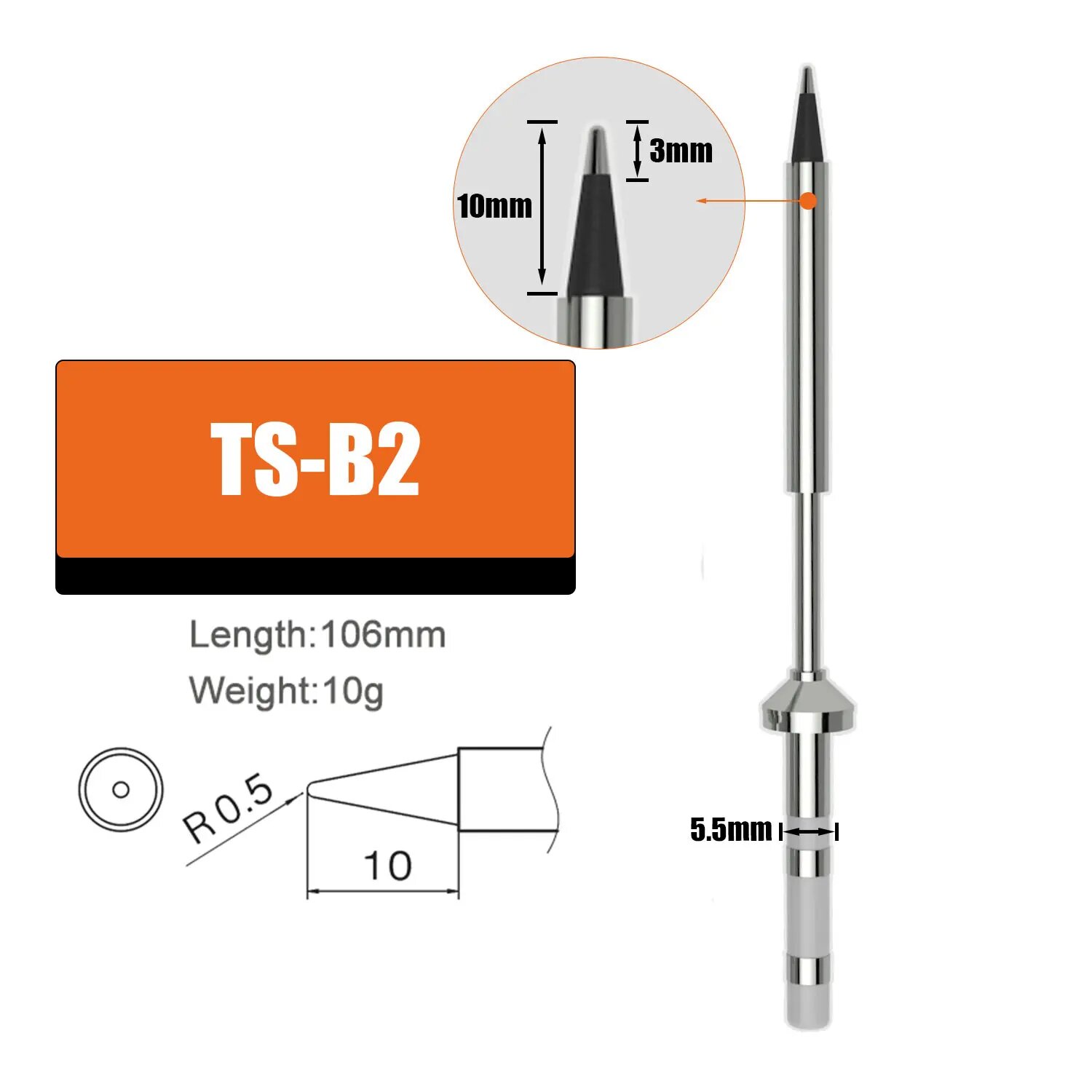 Сменное паяльное жало FMchip TS Tips TS100/TS101 TS-B2 Black Chrome