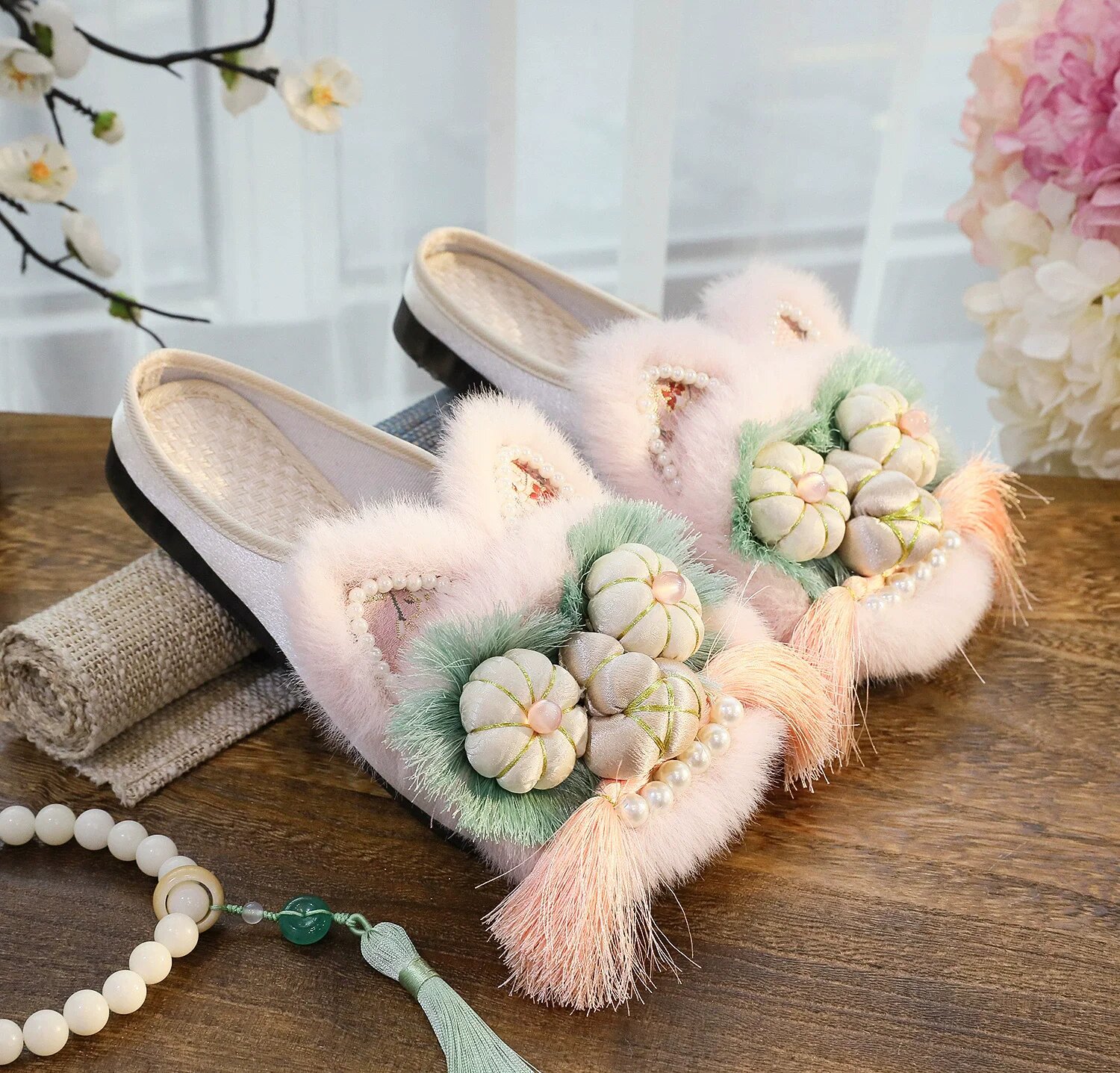 Модная тканевая обувь в этническом стиле, женские туфли Zapatos, 41, 6-317-62slipper pink