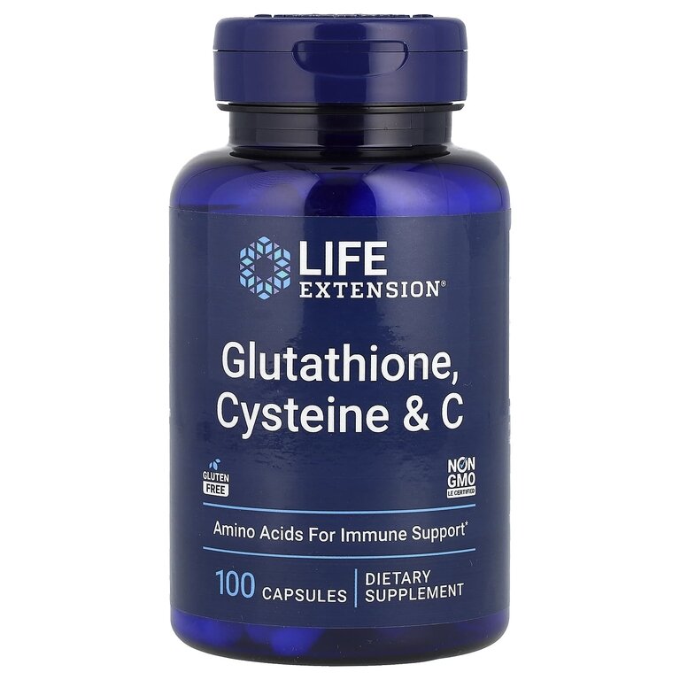 Life Extension, Glutathione, Cysteine & C, Глутатион, цистеин и витамин С, 100 капсул, Антиоксидант для здоровья печени