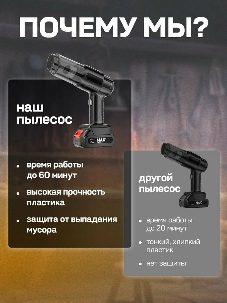 Пылесос автомобильный R102, съемный аккумулятор, гибкий, съемный, черный — фото 1