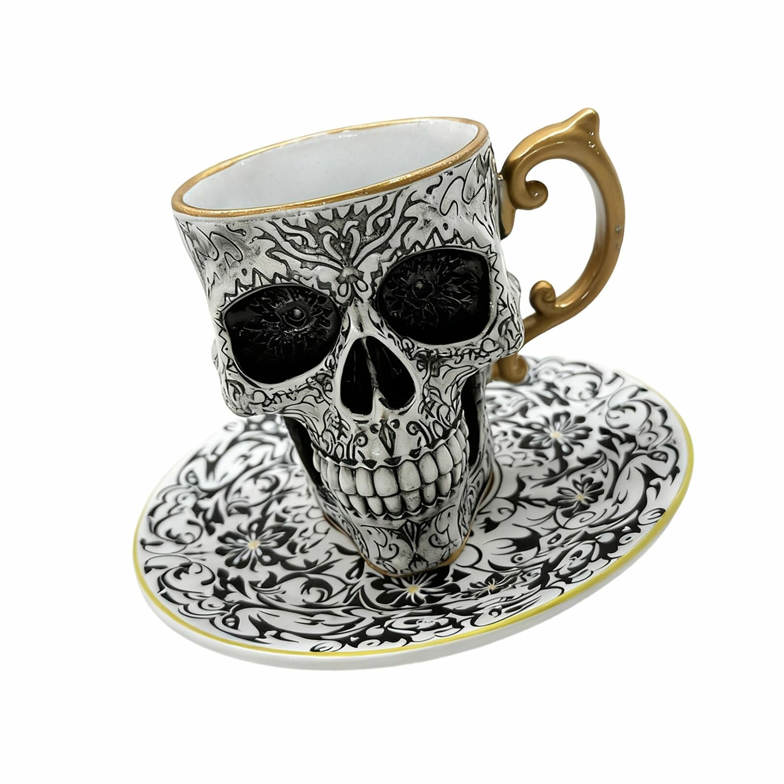 Панк-кружки из смолы в виде черепа яркие готические узоры прочные для дома