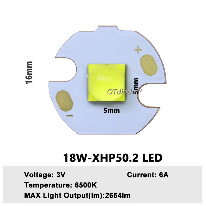 LED XHP50.2 18W 3V 6A 6500K 2654lm