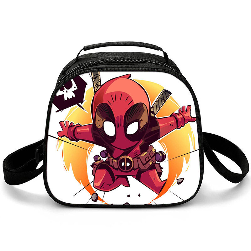 Поставка производителя, периферийная сумка для обеда Deadpool, круглая сумка для еды с принтом «сделай сам», детская сумка для обеда, сумка для пикника для учеников начальной школы