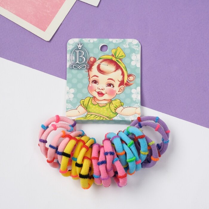 Резинки для волос Выбражулька «Крошка», набор 20 шт, бантик, 2 см, полоски