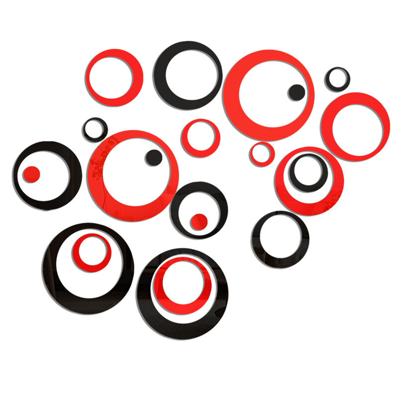 Наклейки на стену для декора Birdhouse, Зеркальные наклейки интерьерные на стену, Кольца, 24 шт.