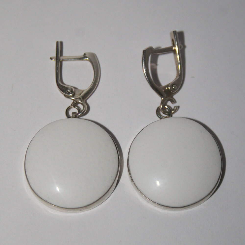 Серьги с подвесками, кахолонг