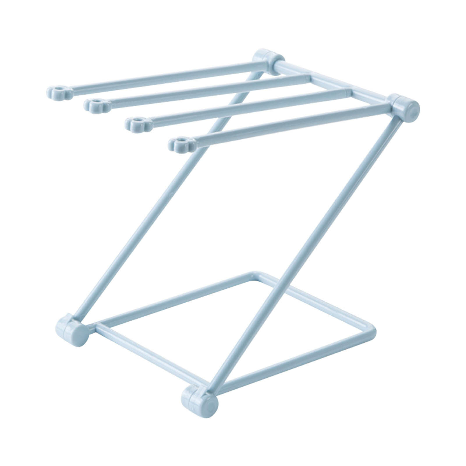 Countertop Dishcloth Drying Rack 4 Arms Folding Vertical Hand Towel Stand Dish Rag Storage Holder for Kitchen Light Blue