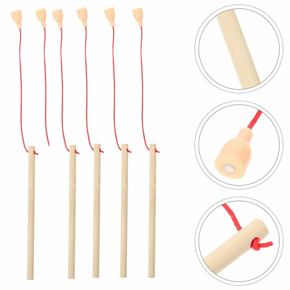 4 Штуки Деревянных Удочек, Для Магнитной Рыбалки, Для Образовательных Игр