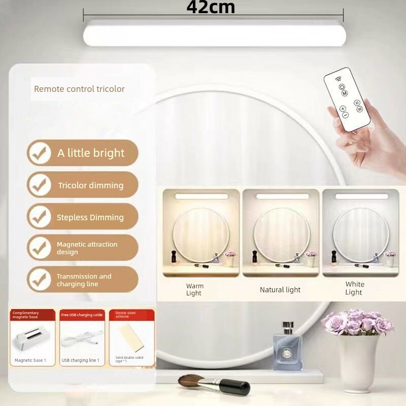 Светодиодная лампа для зеркала, настольная лампа для макияжа, лампа для общежития, магнитное крепление без сверления,