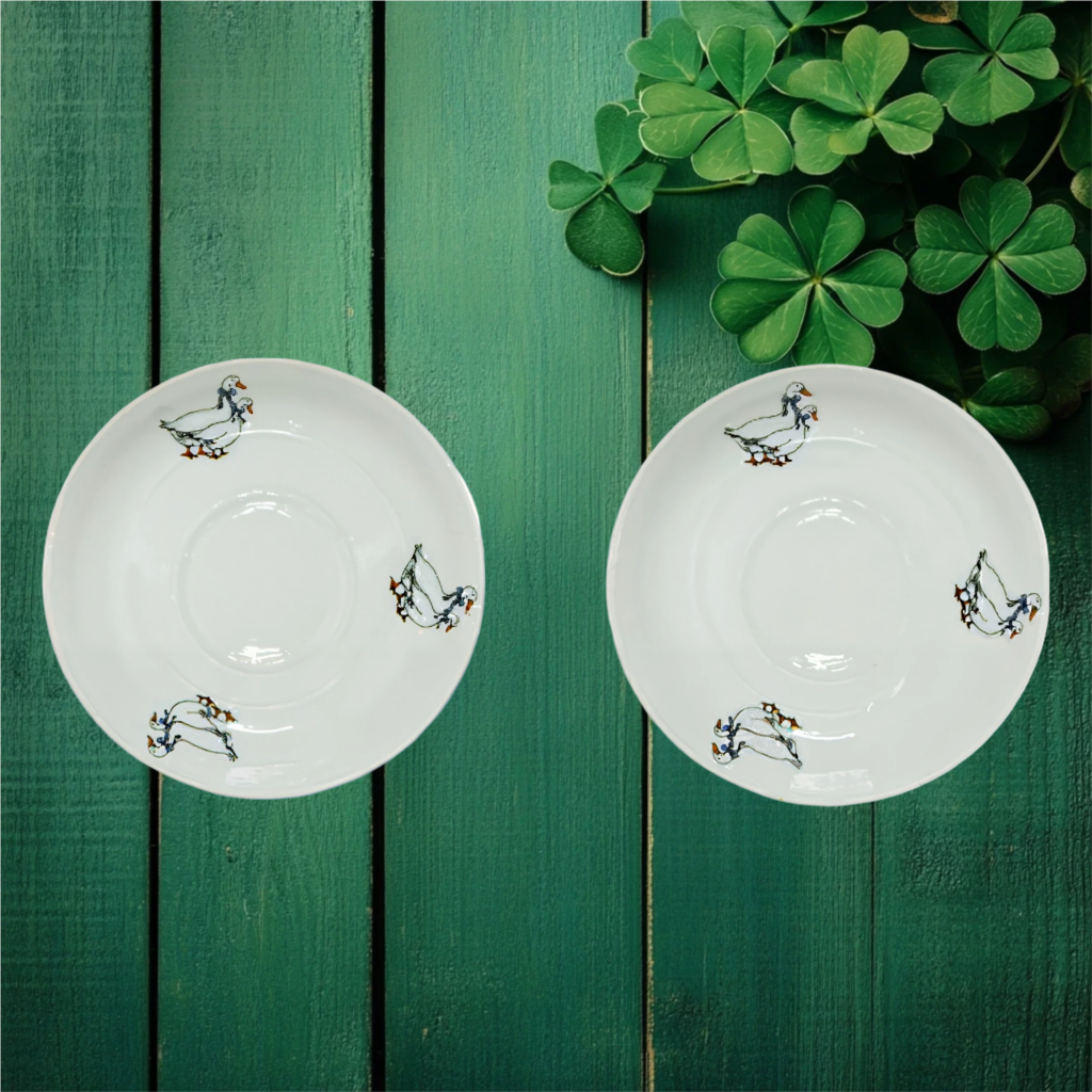 Блюдце фарфоровое Гуси 15 см 2 штуки Добрушский фарфоровый завод