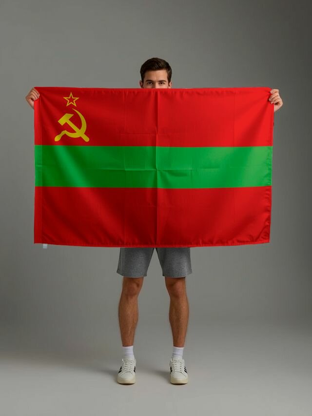 Флаг ПМР Приднестровской Молдавской Республики - Приднестровья, 70х105 см на шёлке для ручного древка