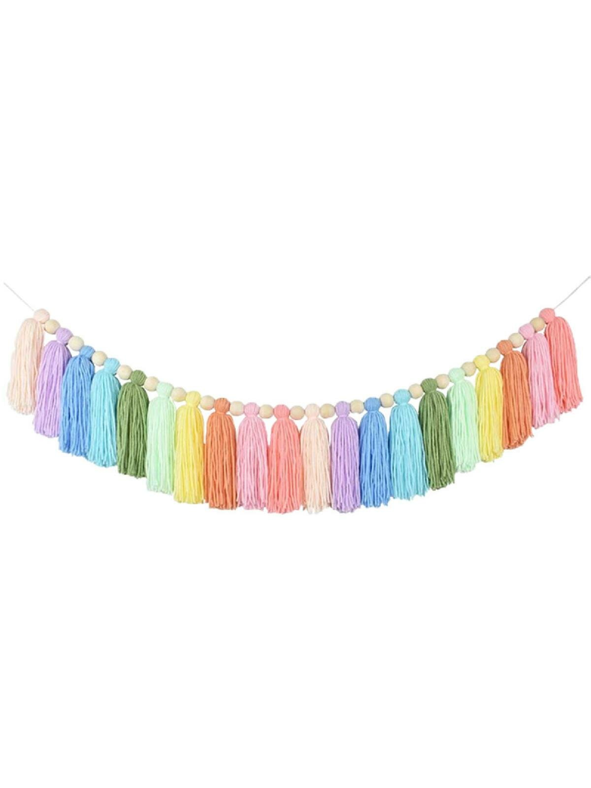 Гирлянды ручной работы Кисточки Баннеры Деревянные бусины Гирлянды для гобеленов Подвески